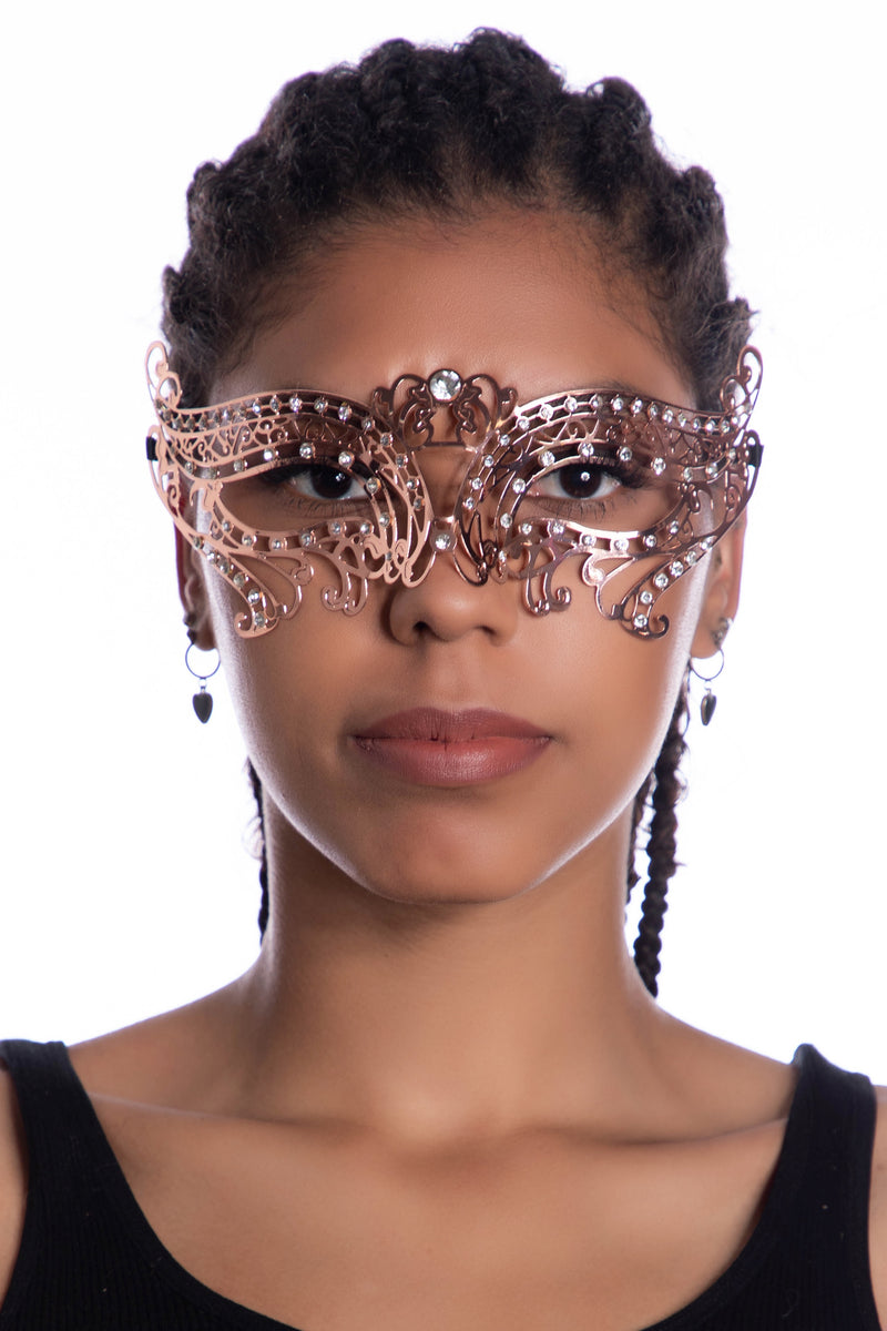 Rose Gold & Rhinestone Metal Masquerade Mask – The Chocolate Walrus