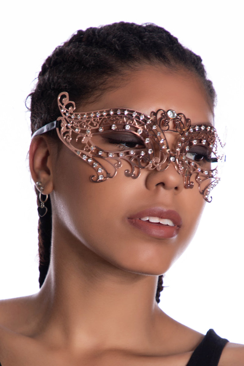 Rose Gold & Rhinestone Metal Masquerade Mask – The Chocolate Walrus